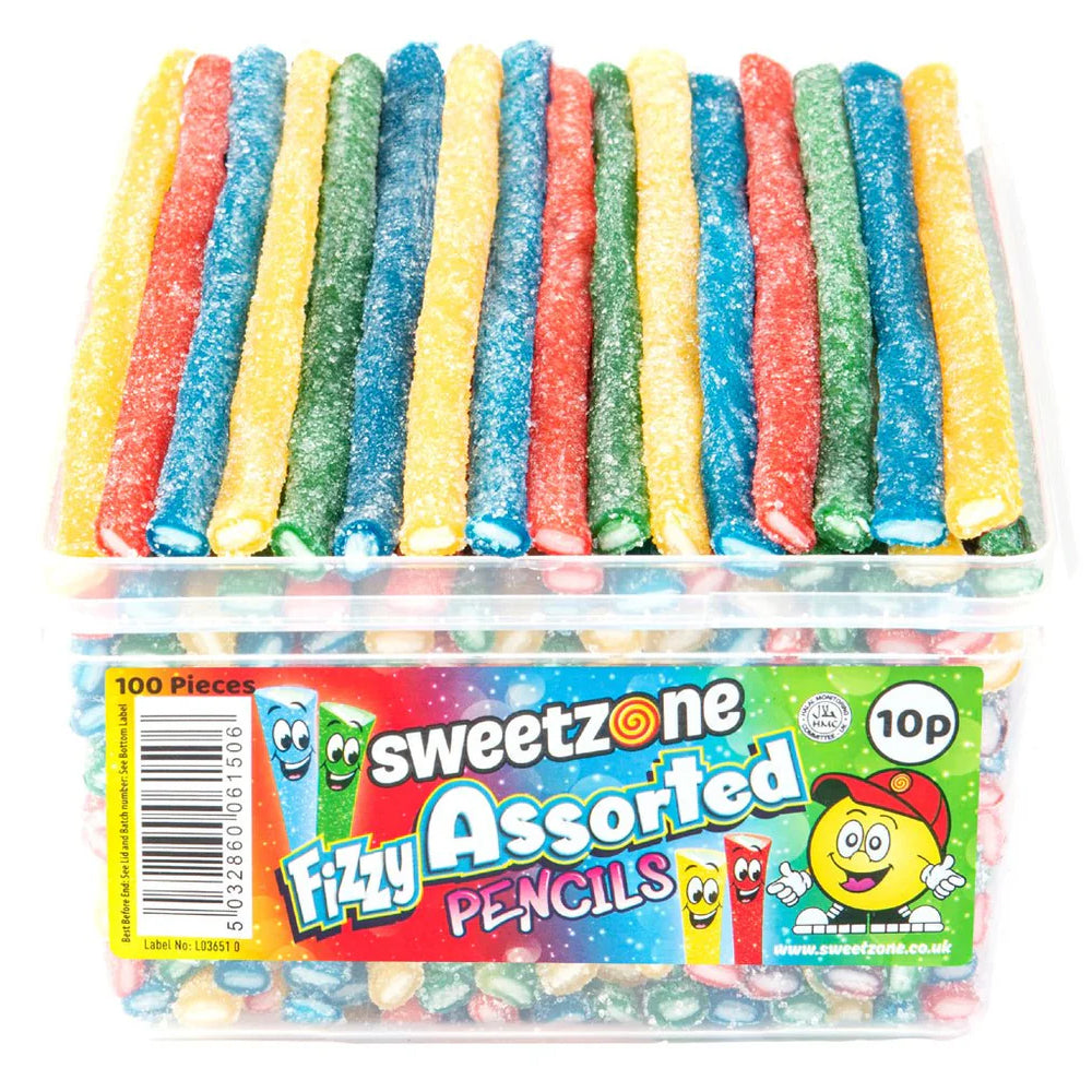 Wholesale Sweetzone Fizzy Assorted Pencils - 100 Count | Appleton Sweets
