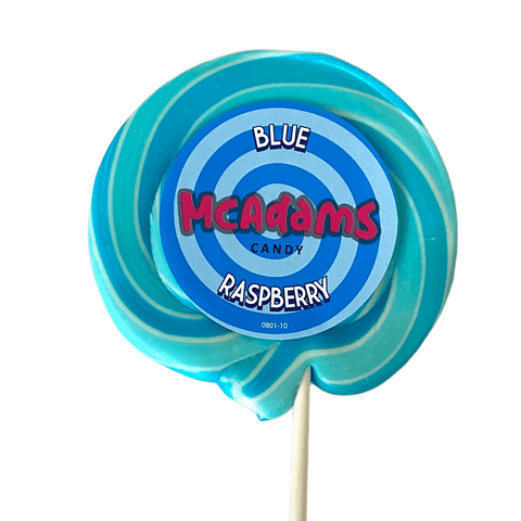 McAdams Blue Raspberry Wheel Lollipops – Appleton Sweets